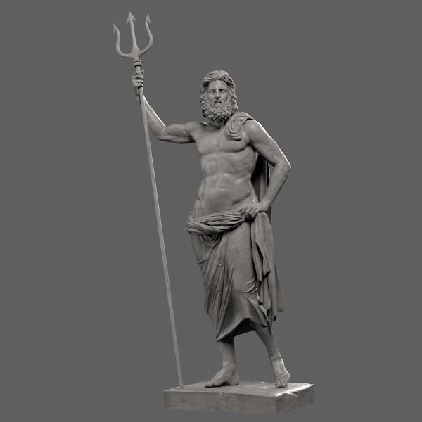 poseidon sculpture 3d model