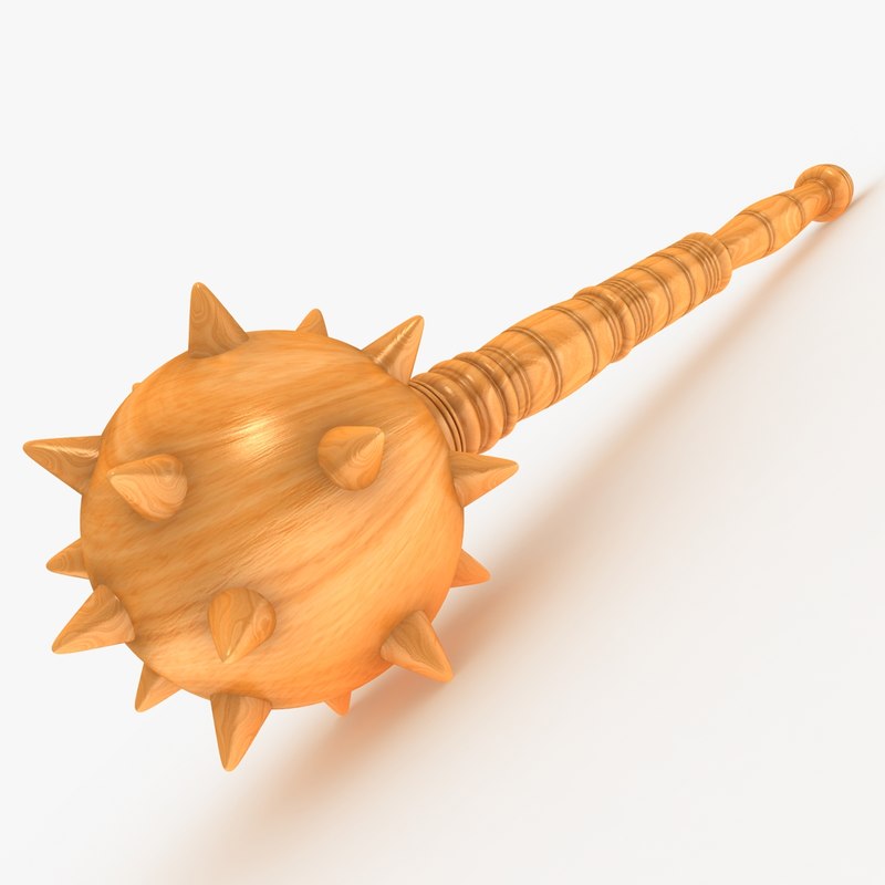 wooden mace 3d obj