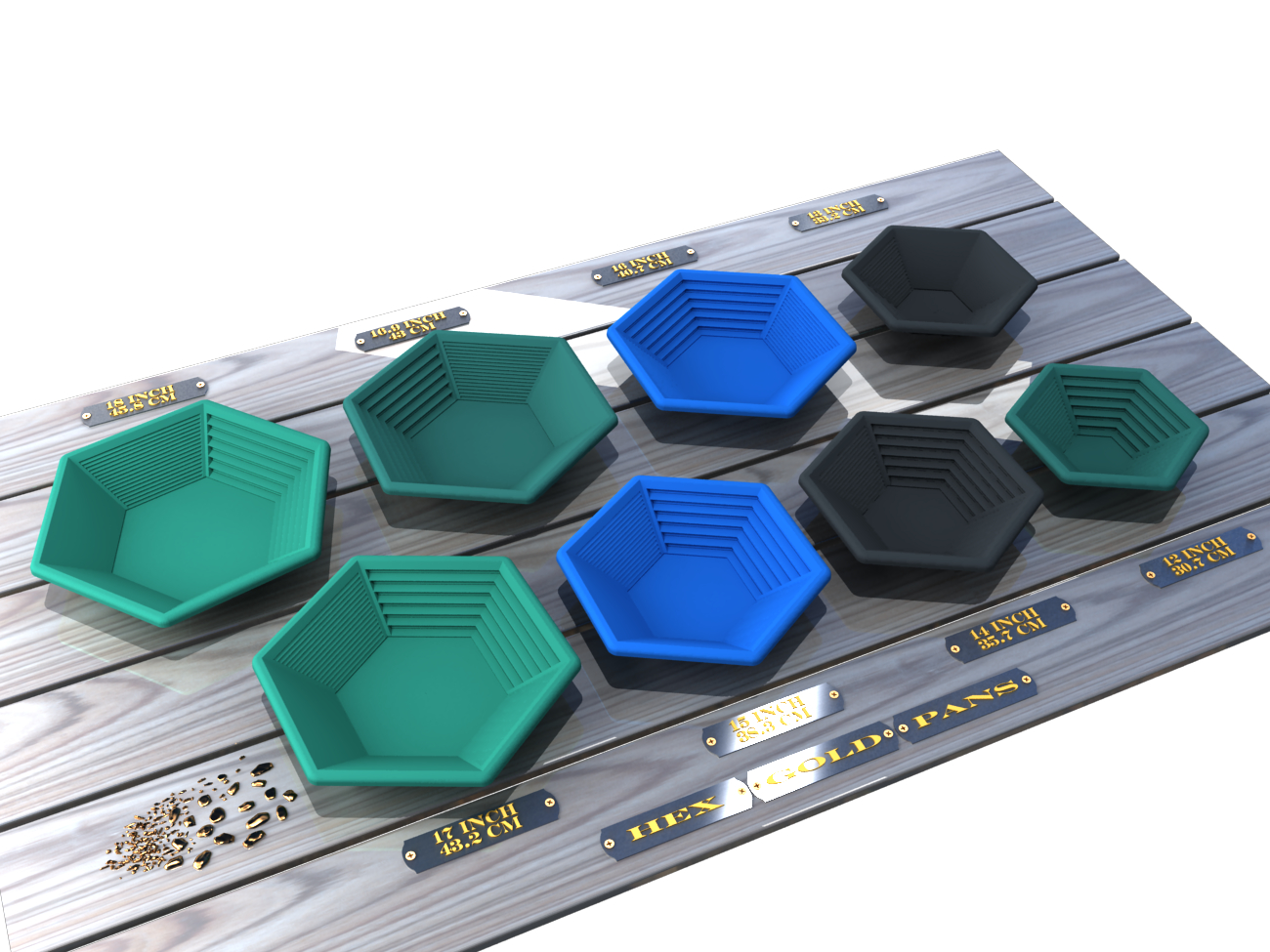 3d hex gold pans model