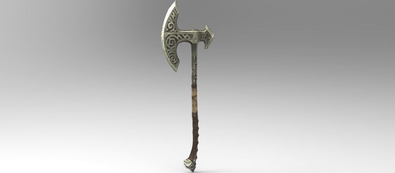 3dsmax skyrim steel war axe
