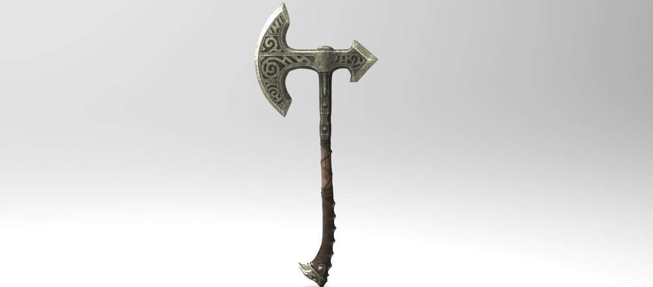 3dsmax skyrim steel war axe