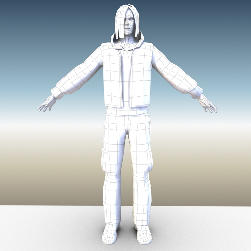 3d white male homeless model