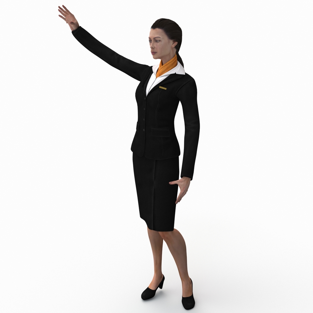 female flight attendant rigged 3d model