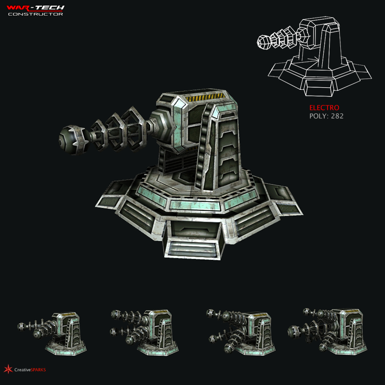 tower modular mech turrets 3d fbx