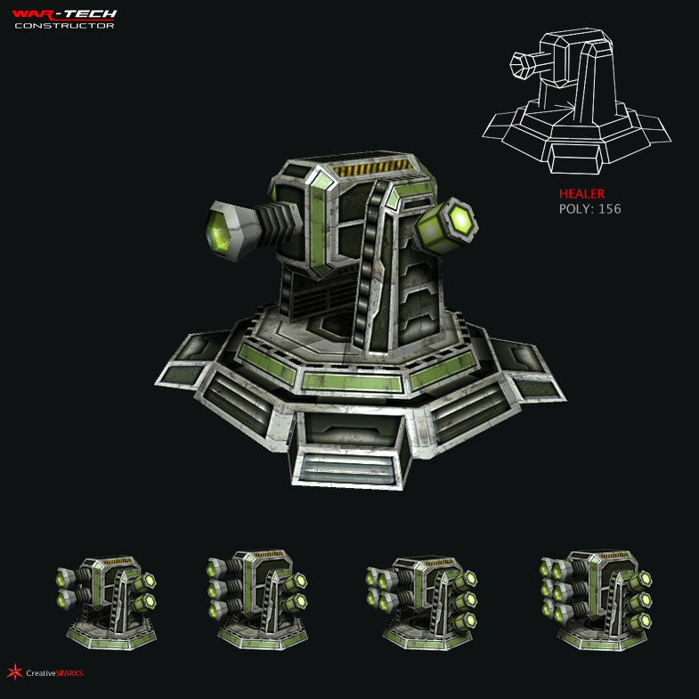tower modular mech turrets 3d fbx