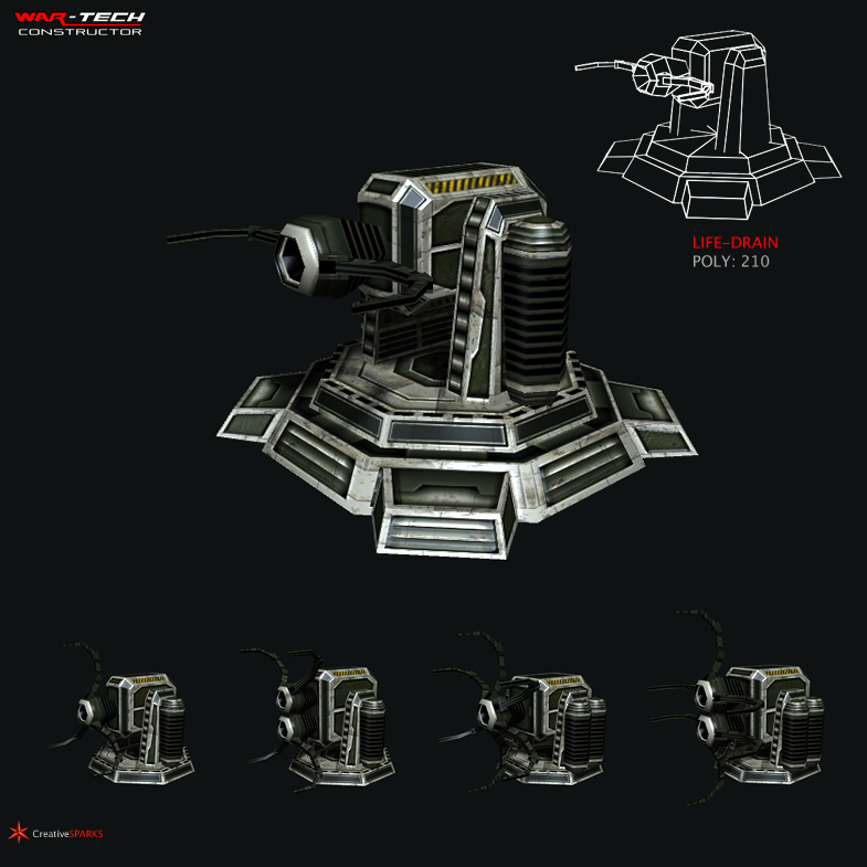tower modular mech turrets 3d fbx