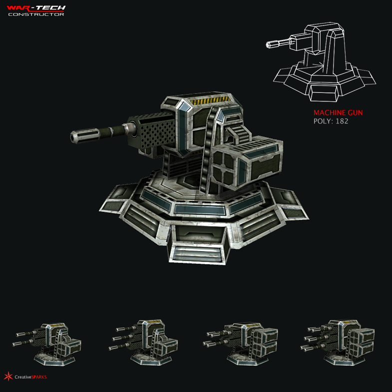 tower modular mech turrets 3d fbx