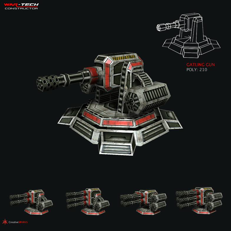 tower modular mech turrets 3d fbx