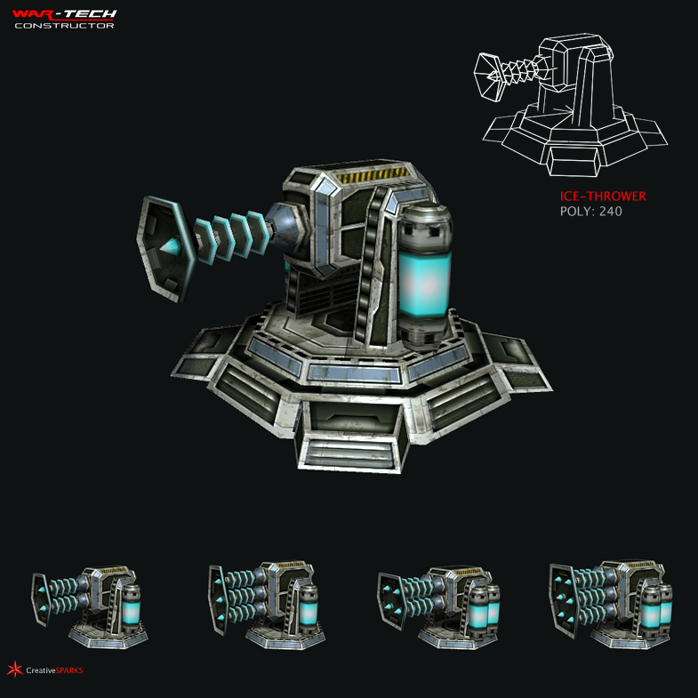tower modular mech turrets 3d fbx