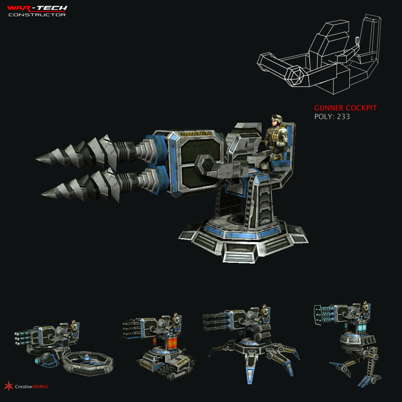 tower modular mech turrets 3d fbx