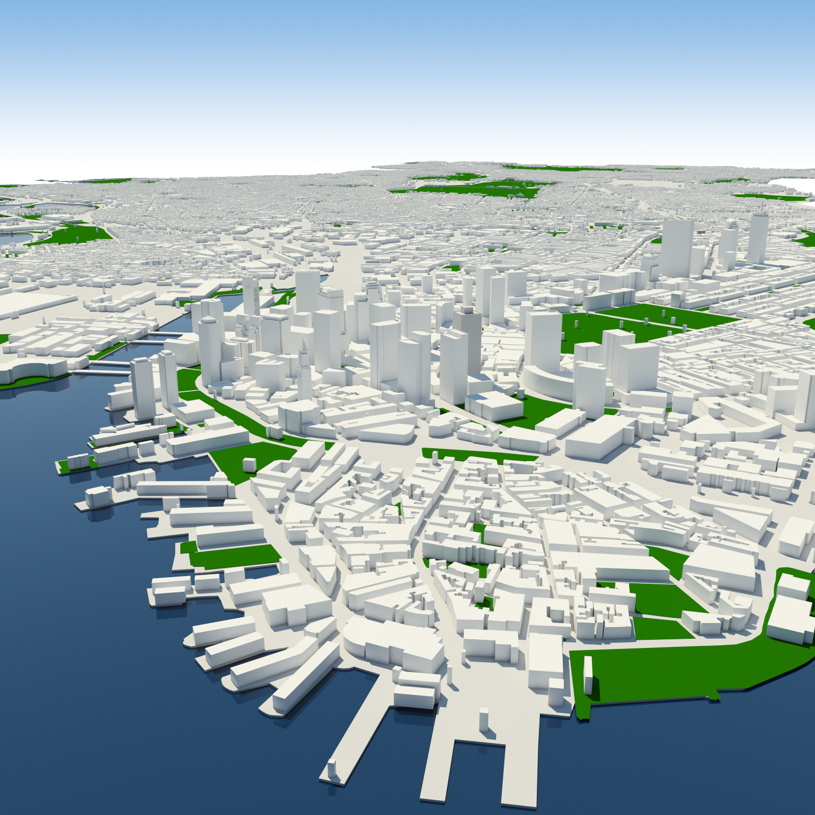 3d boston cityscape