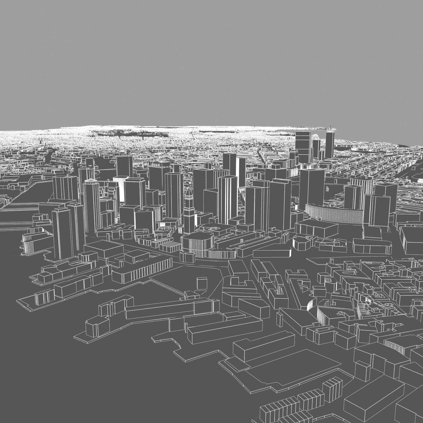3d boston cityscape