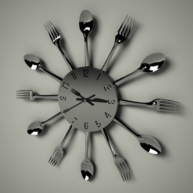 cutlery wall clock 3d 3ds