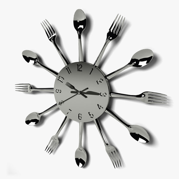 cutlery wall clock 3d 3ds