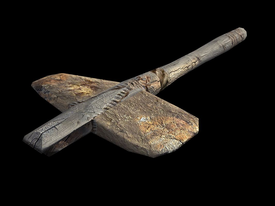 stone primitive axe polys 3d model