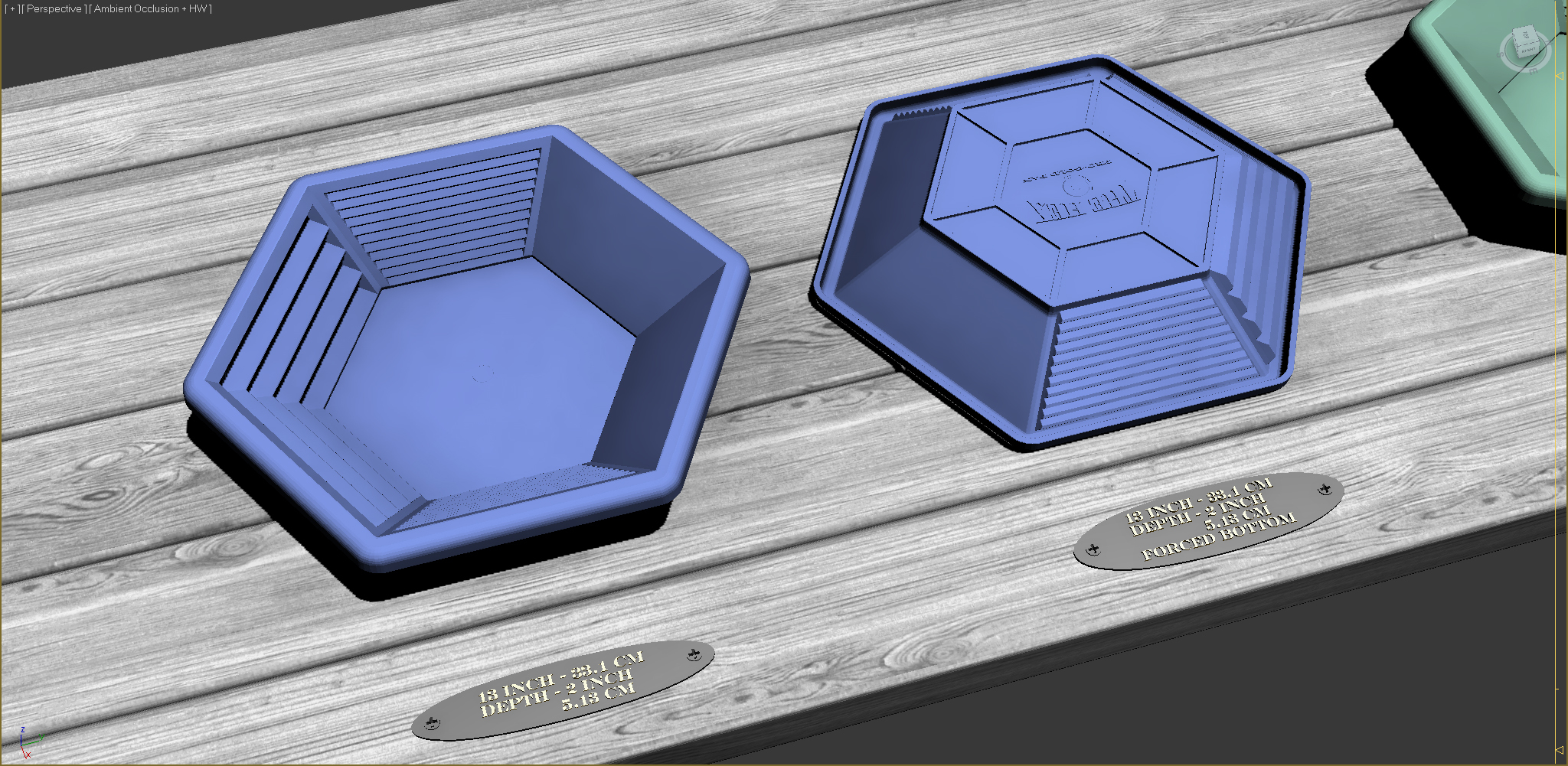 3d hex gold pans model