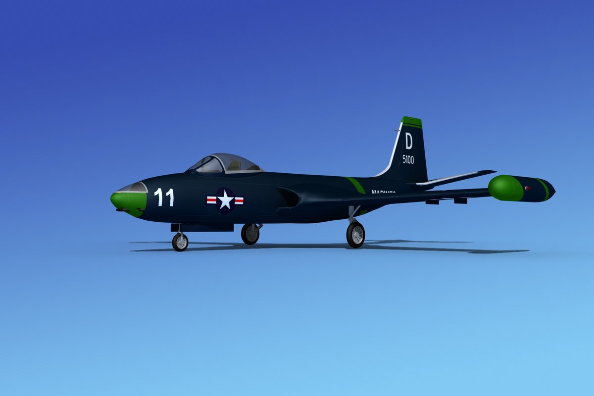 cockpit f2h banshee jet fighter 3d model