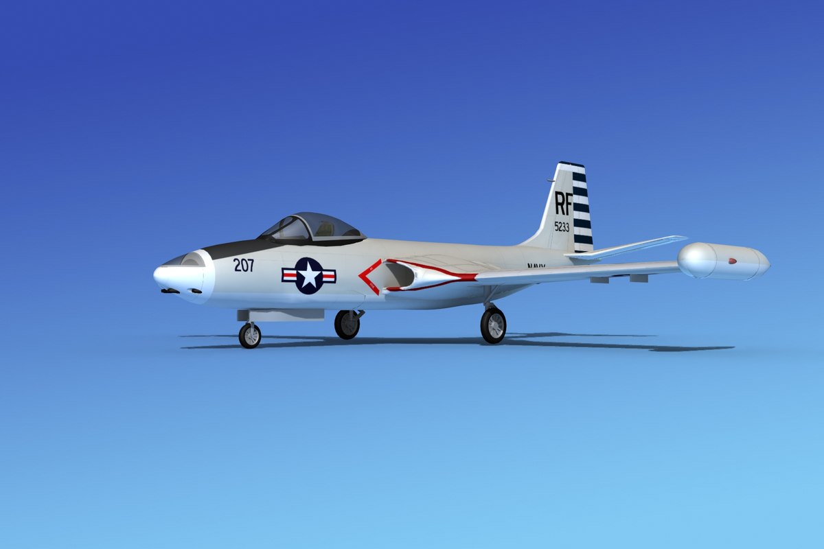 3d model of cockpit f2h banshee jet fighter