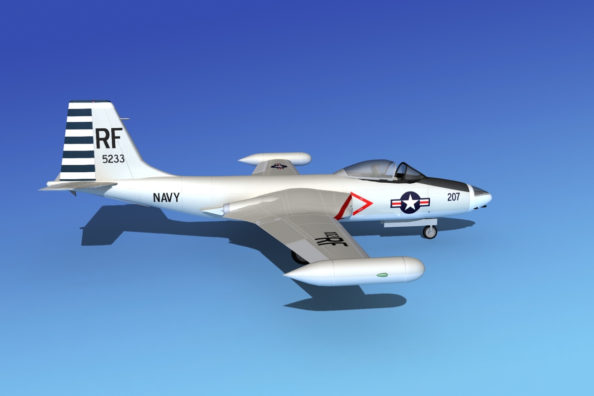 3d model of cockpit f2h banshee jet fighter