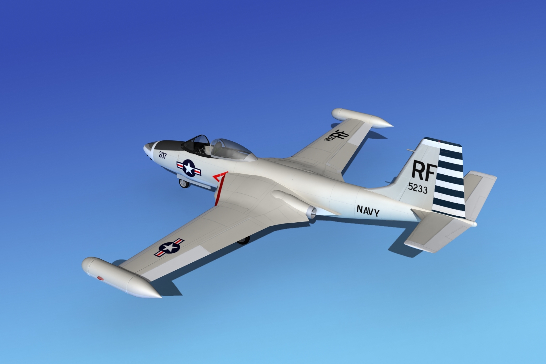 3d model of cockpit f2h banshee jet fighter