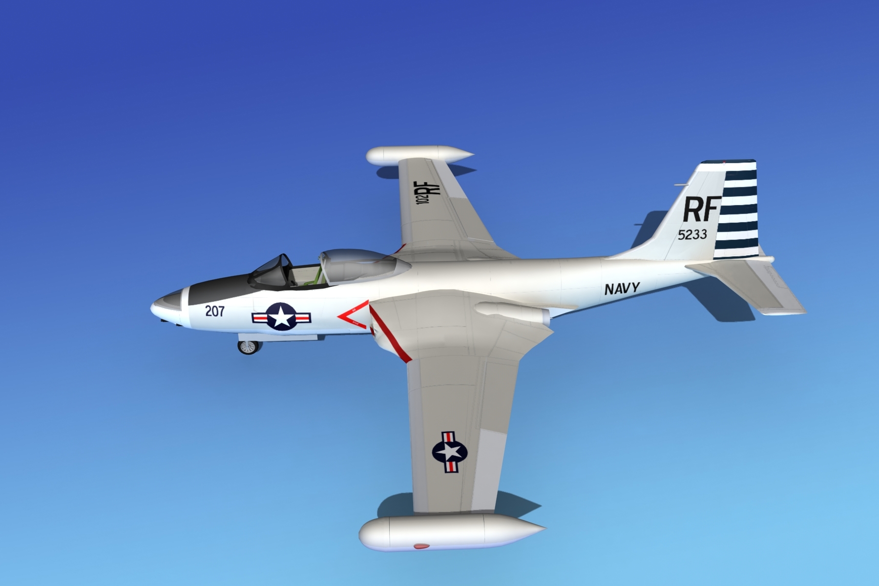 3d model of cockpit f2h banshee jet fighter