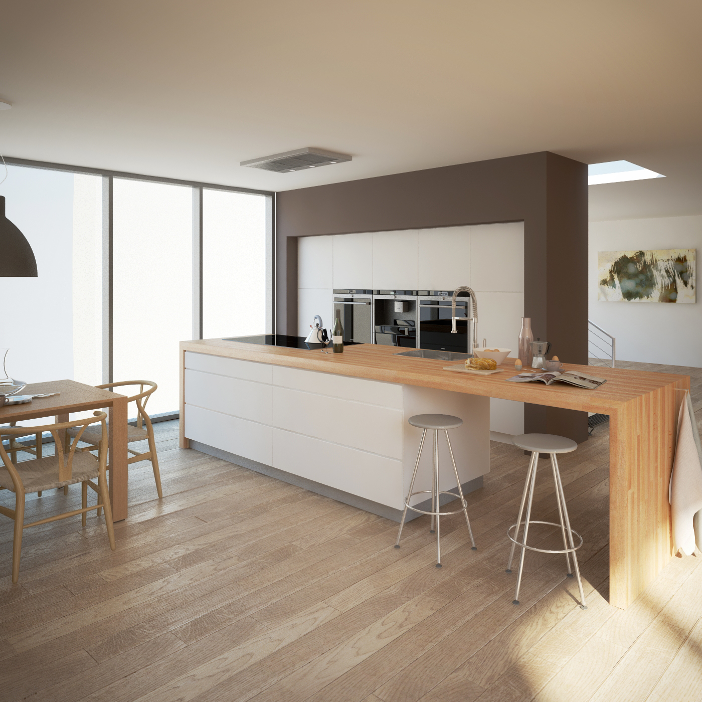 3d realistic modern kitchen interior model