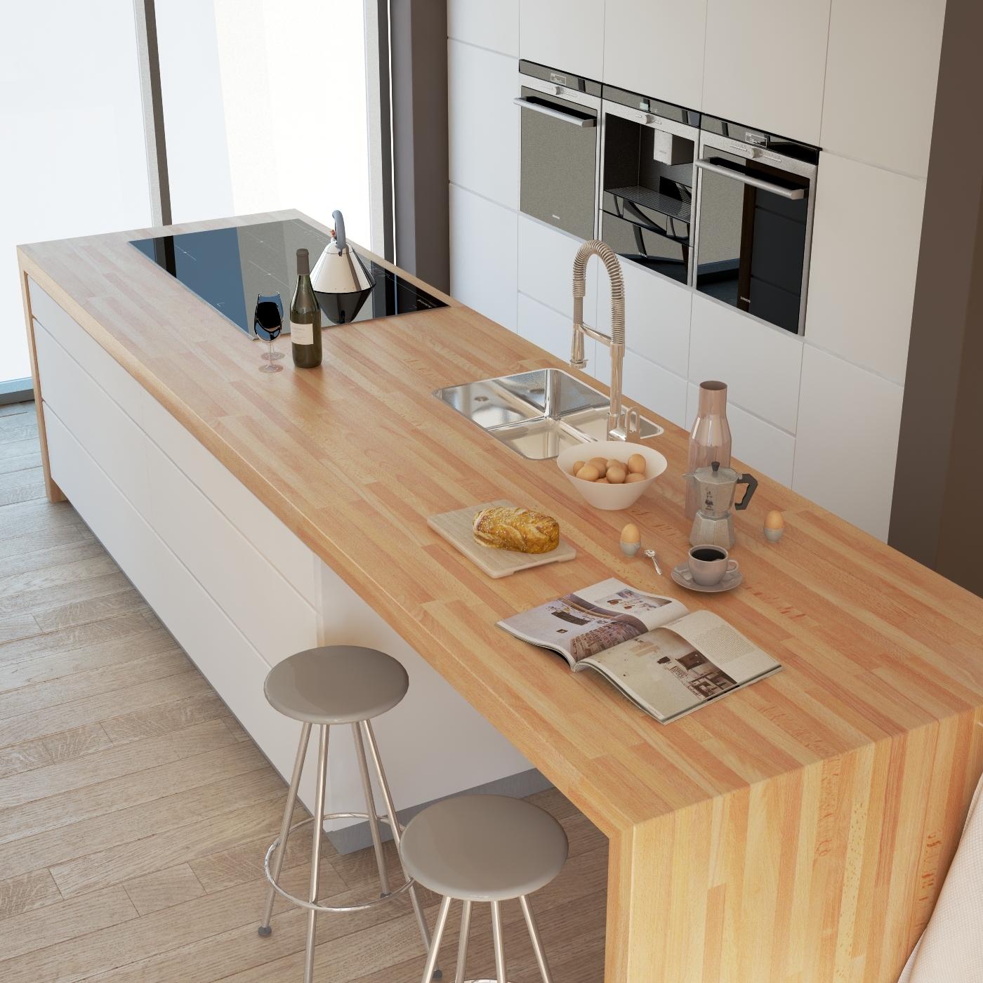 3d realistic modern kitchen interior model
