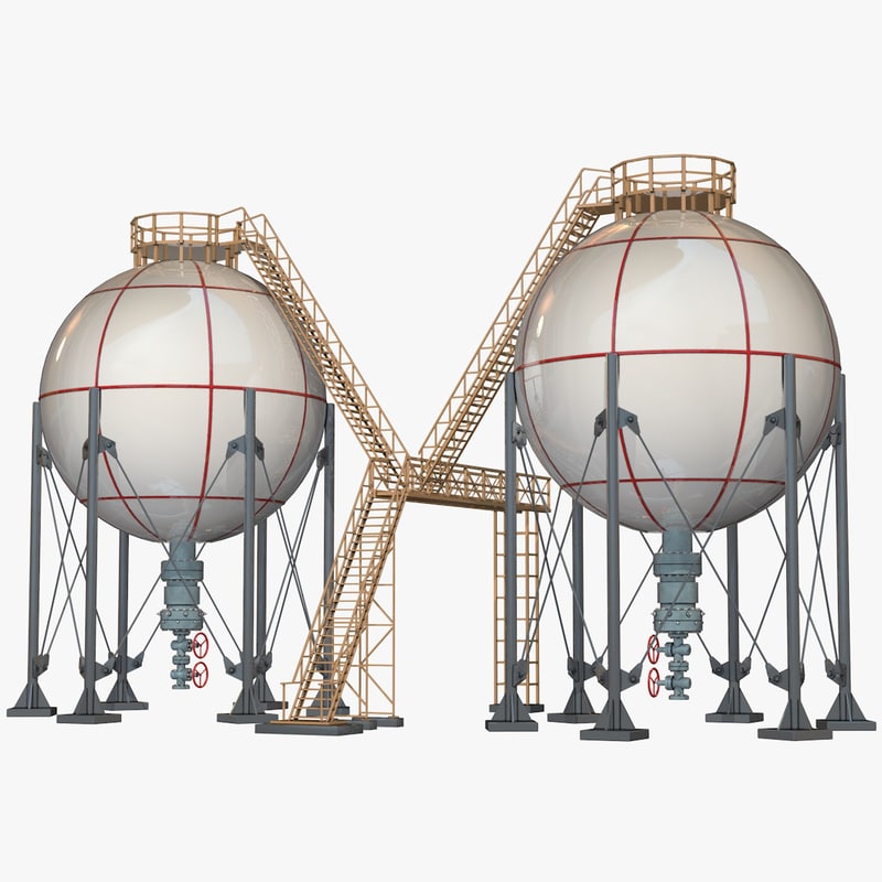 3d model of storage spherical tanks