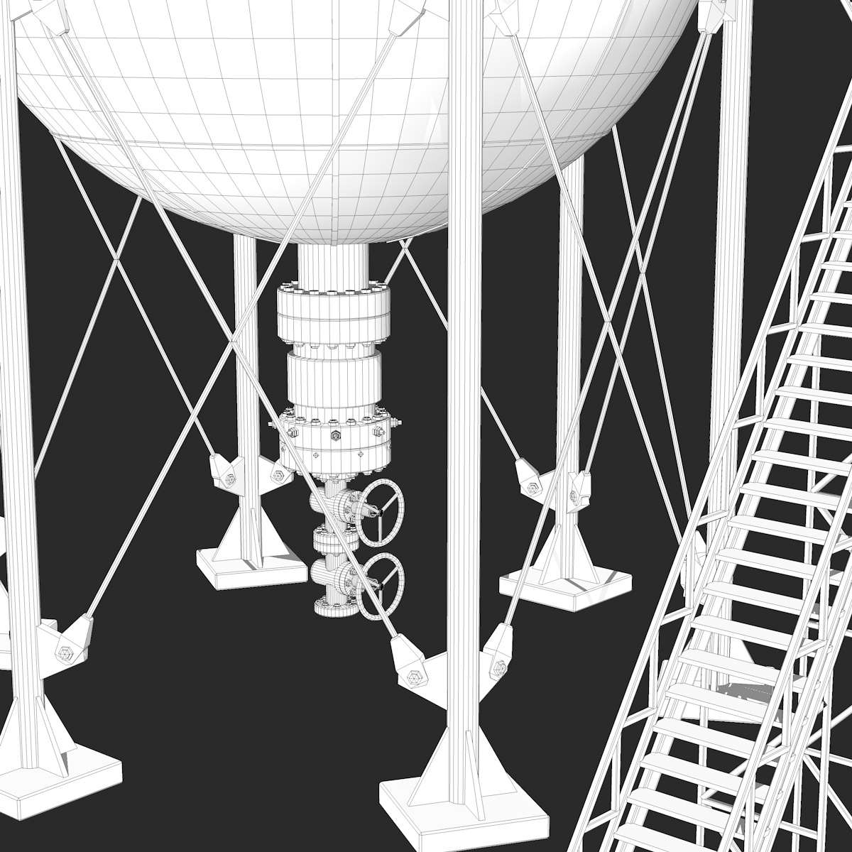 3d model of storage spherical tanks
