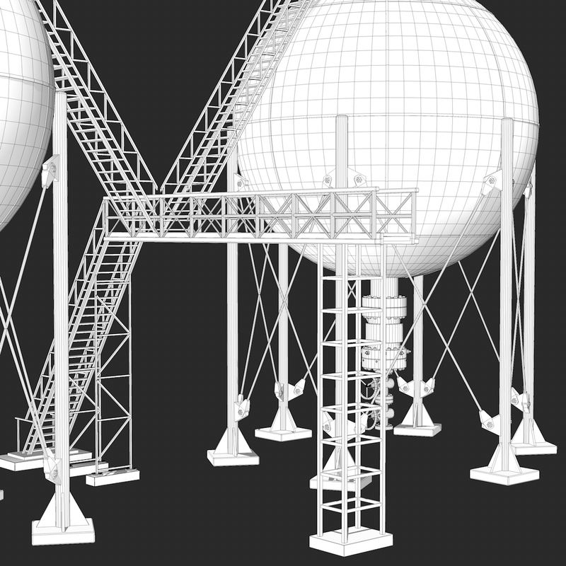 3d model of storage spherical tanks