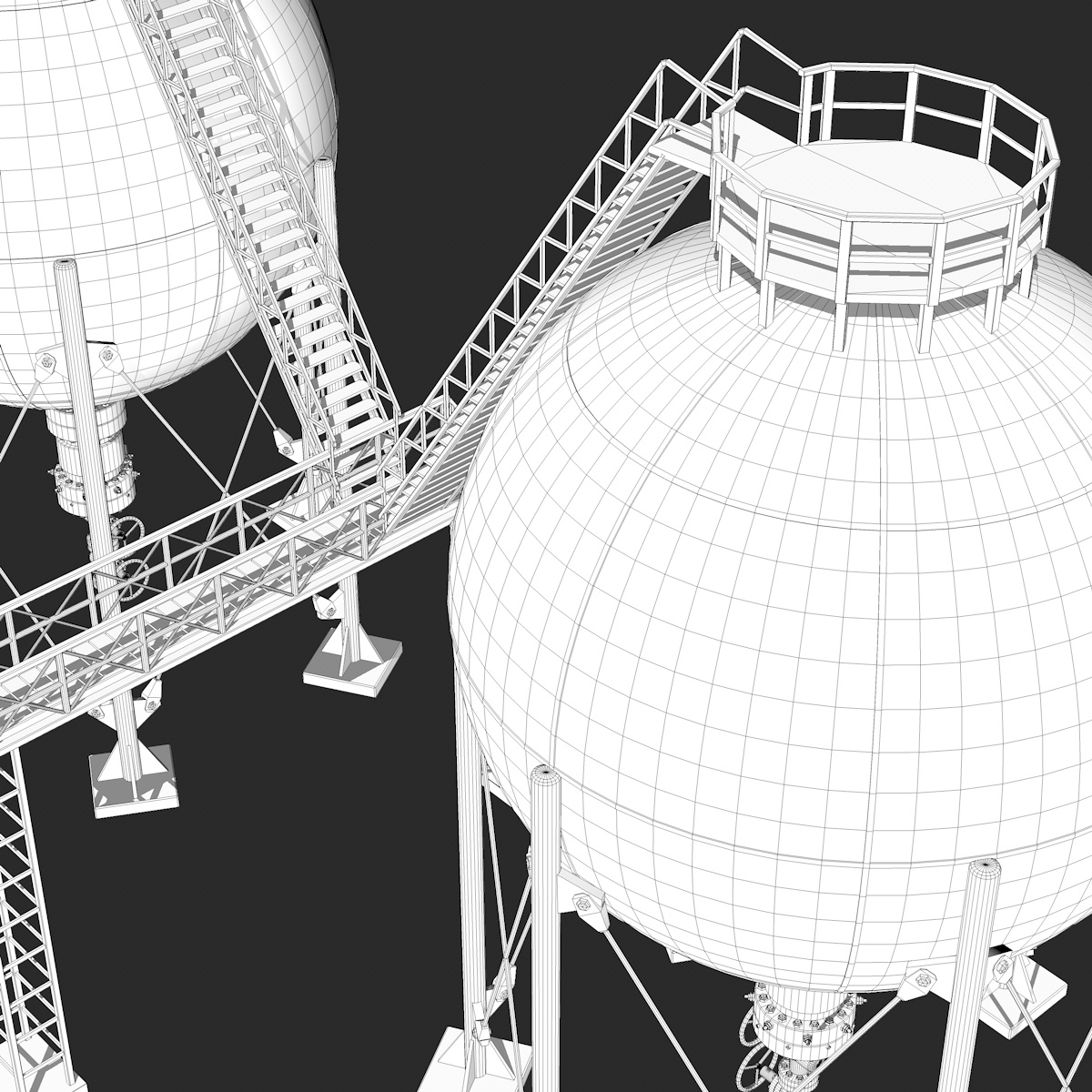 3d model of storage spherical tanks