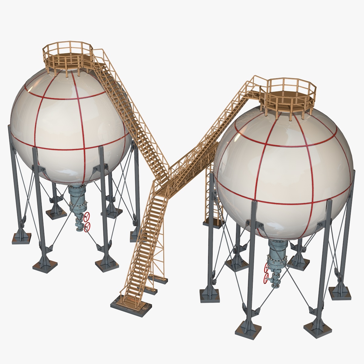 3d model of storage spherical tanks