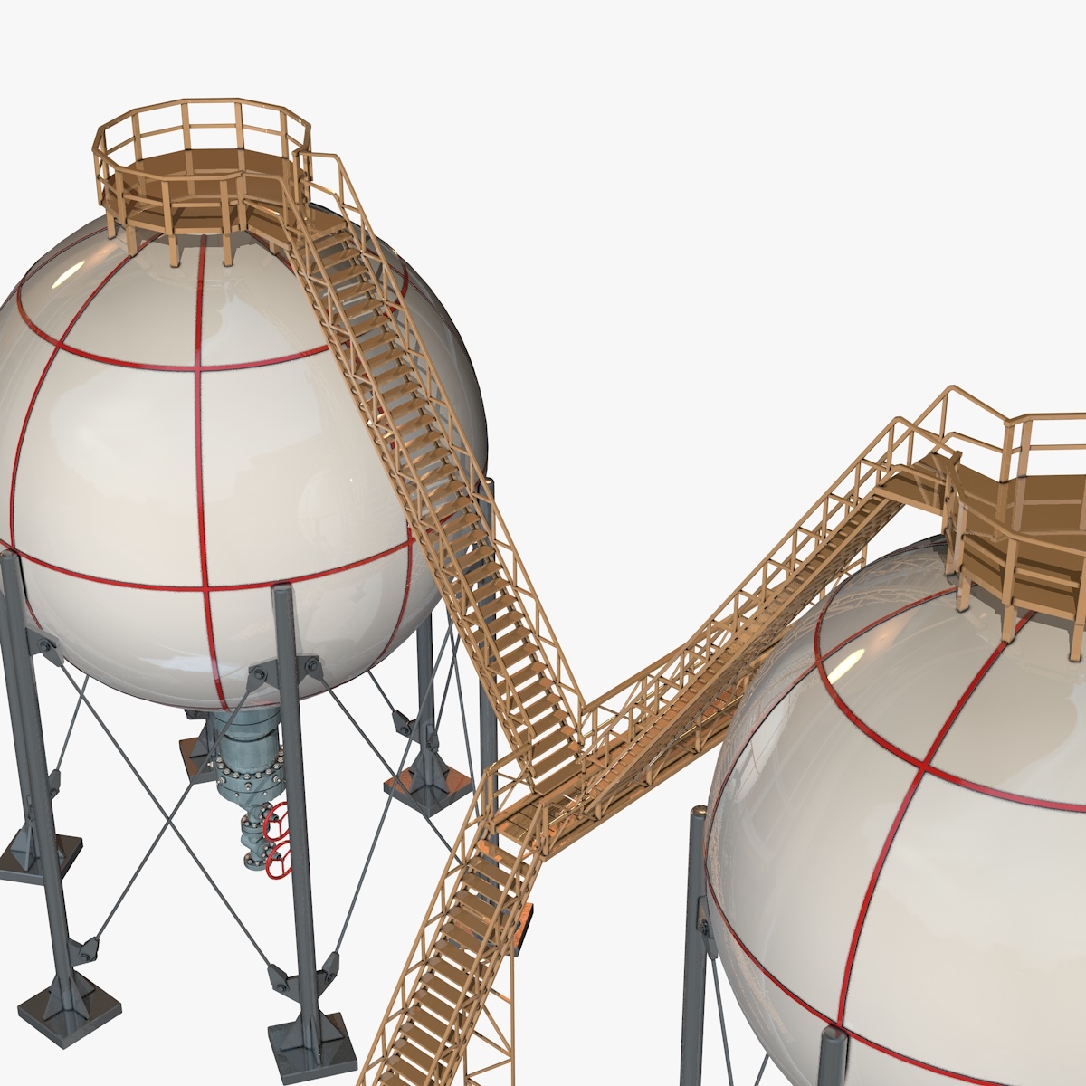 3d model of storage spherical tanks