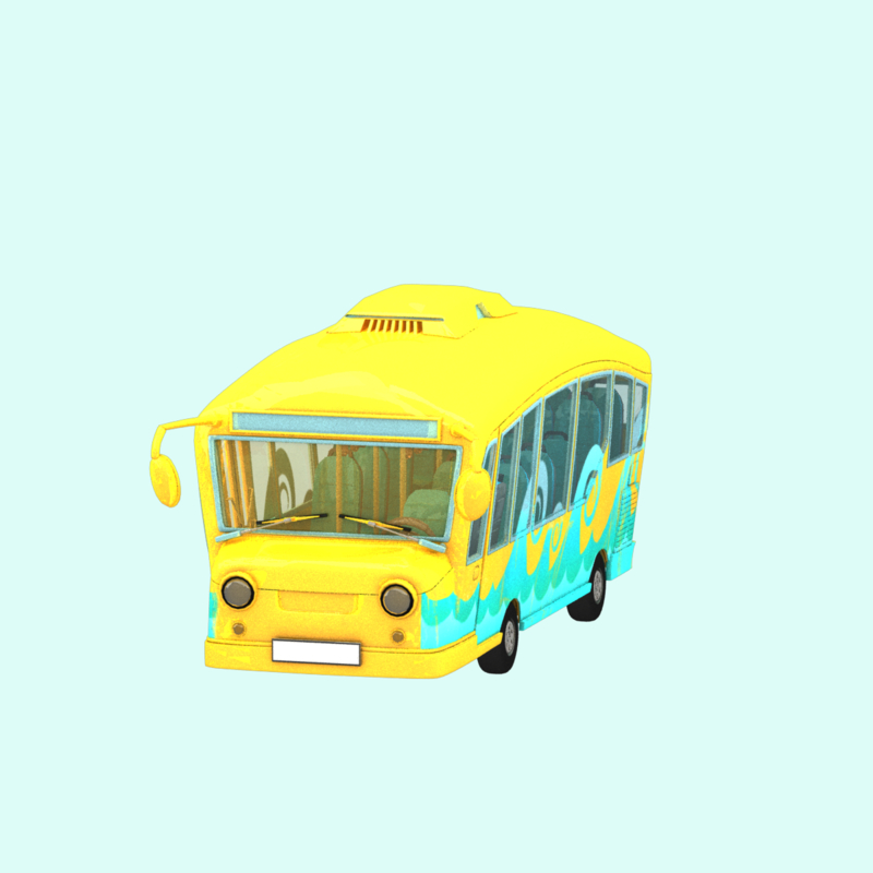 cartoon bus interior 3d model