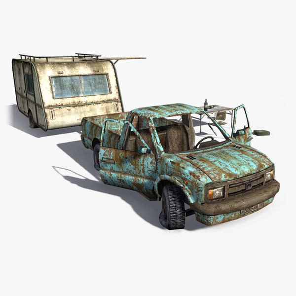 3d model wrecked bus
