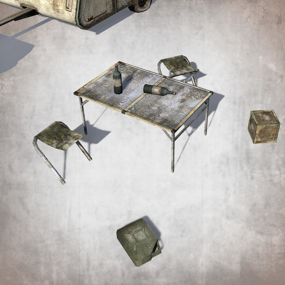 rusty trailer scene pickup 3d model