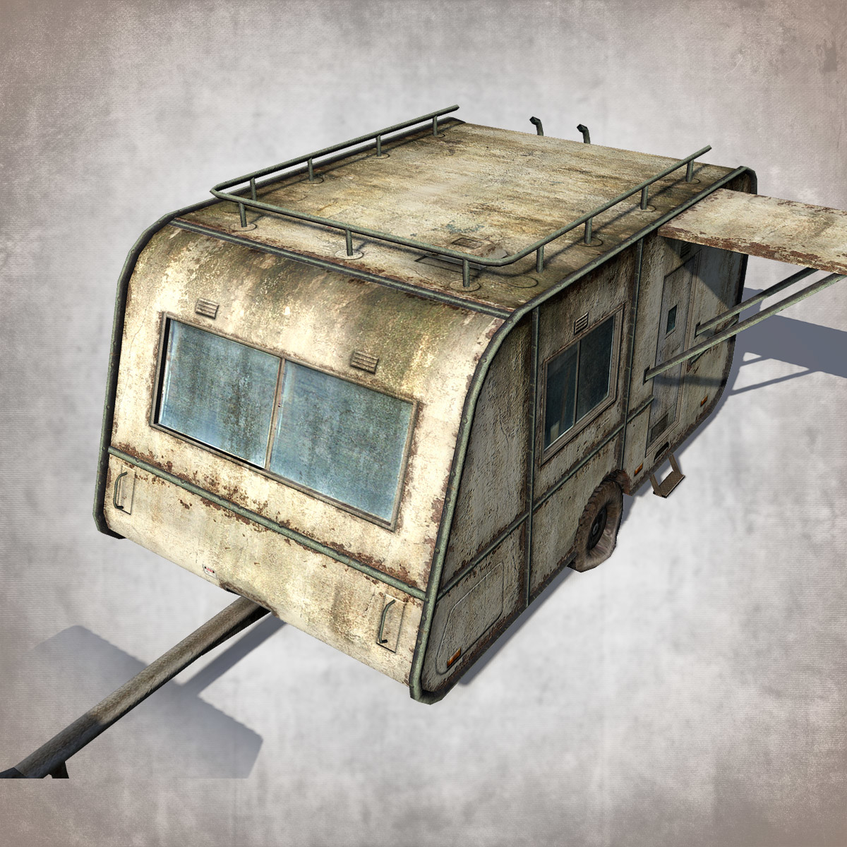 rusty trailer scene pickup 3d model