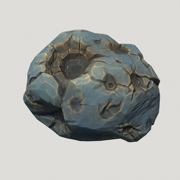 3d low-poly blue asteroid model