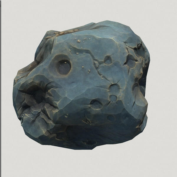 3d low-poly blue asteroid model