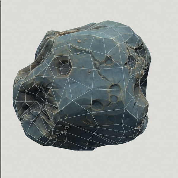 3d low-poly blue asteroid model