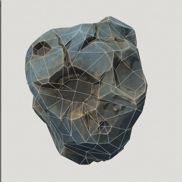 3d low-poly blue asteroid model