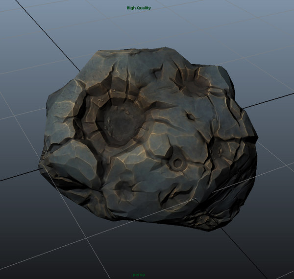 3d low-poly blue asteroid model