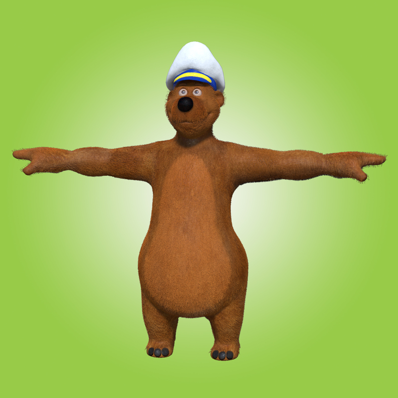 3d model cartoon bear rigged