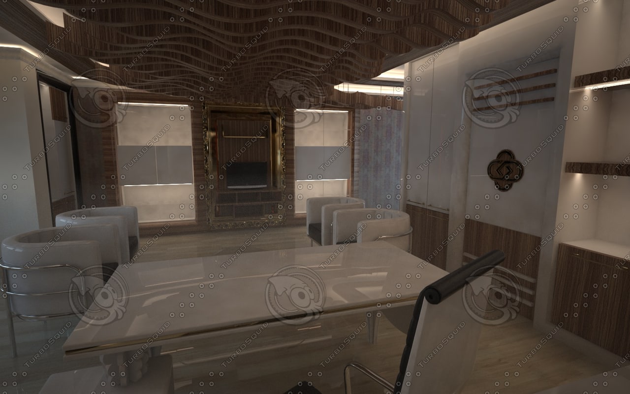 c4d luxury office room interior