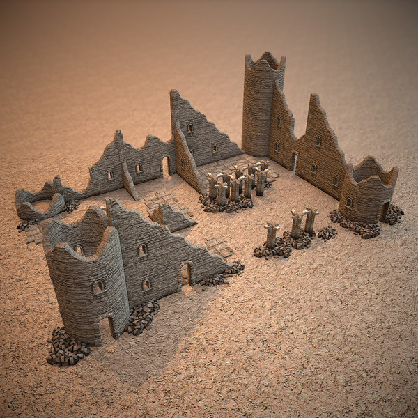 3d modular castle ruins