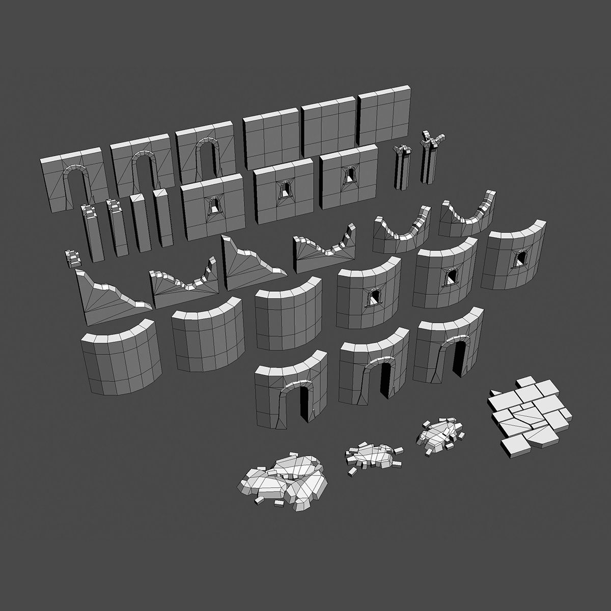 3d modular castle ruins