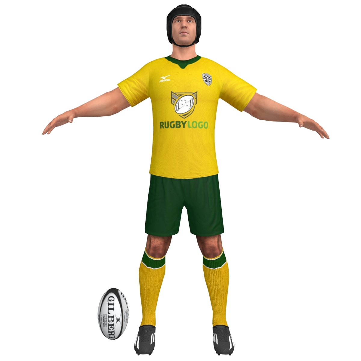 3d rigged rugby player 2 model