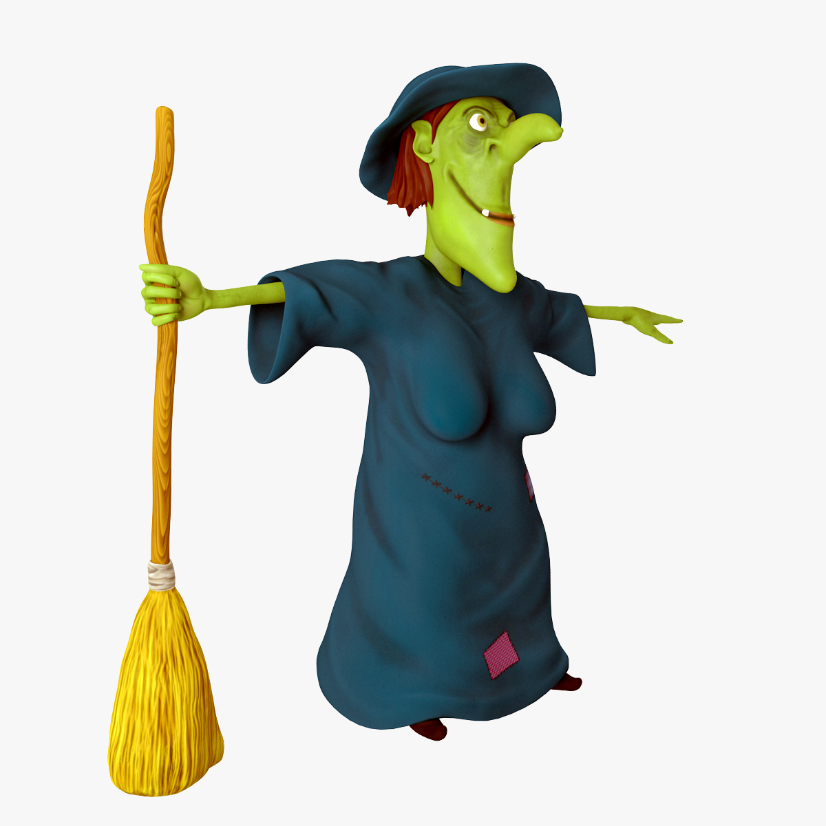 3d cartoon witch rigged