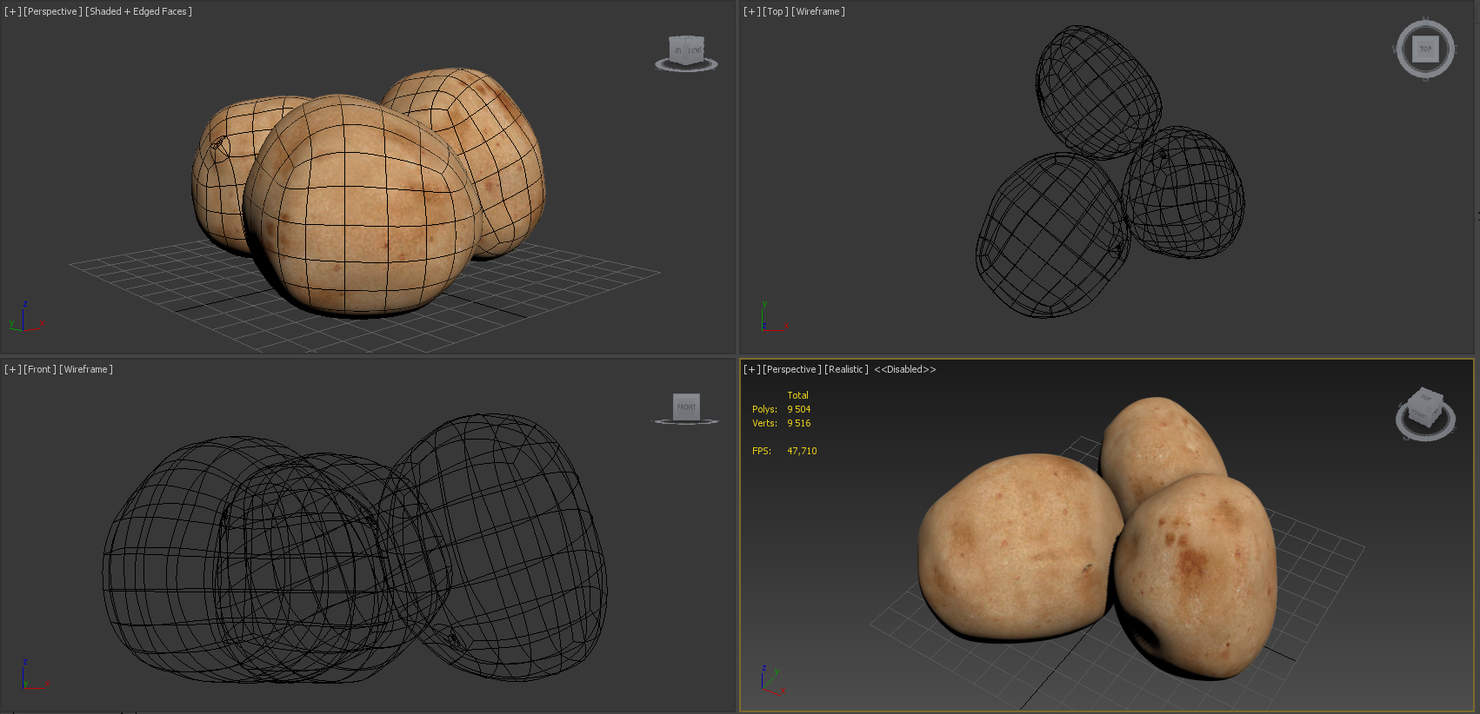 realistic potatoes obj