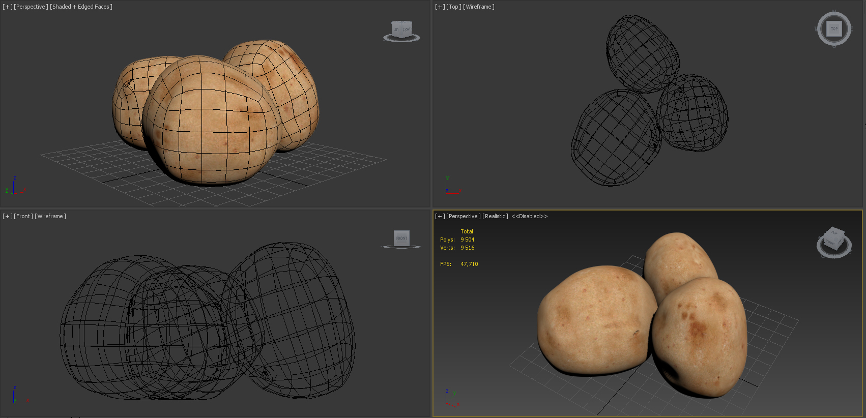 realistic potatoes obj